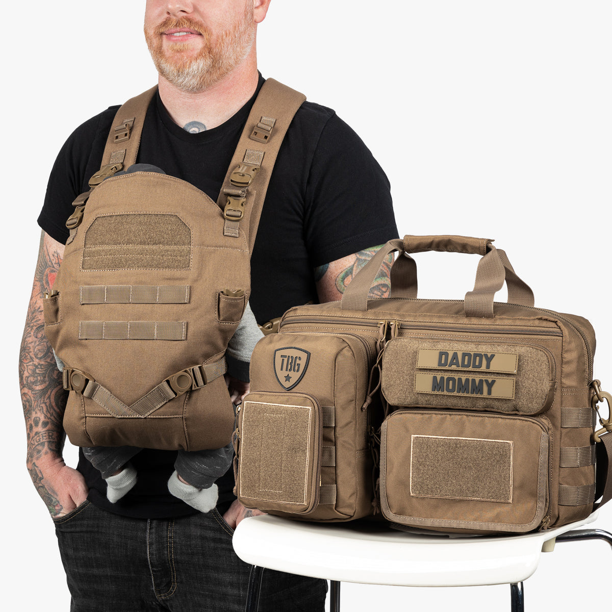 Deuce Diaper Bag + Baby Carrier Bundle by Tactical Baby Gear