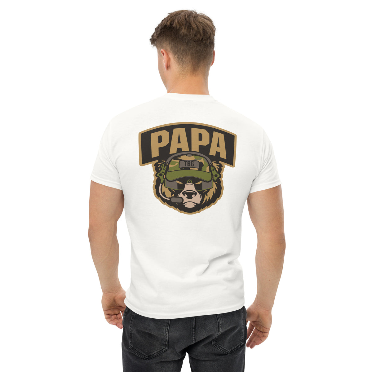 Papa Bear Tan & White | 100% Cotton Gildan 5000 T-Shirt | Tactical Baby ...
